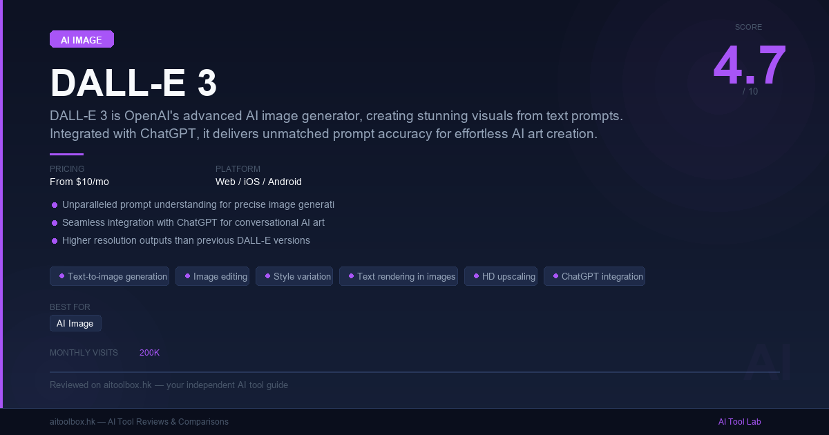 DALL-E 3 Review 2026: Features, Pricing & Alternatives - AI Tool Lab