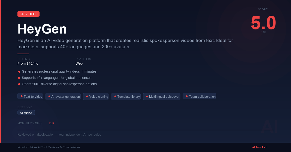 HeyGen Review 2026: Features, Pricing & Alternatives - AI Tool Lab