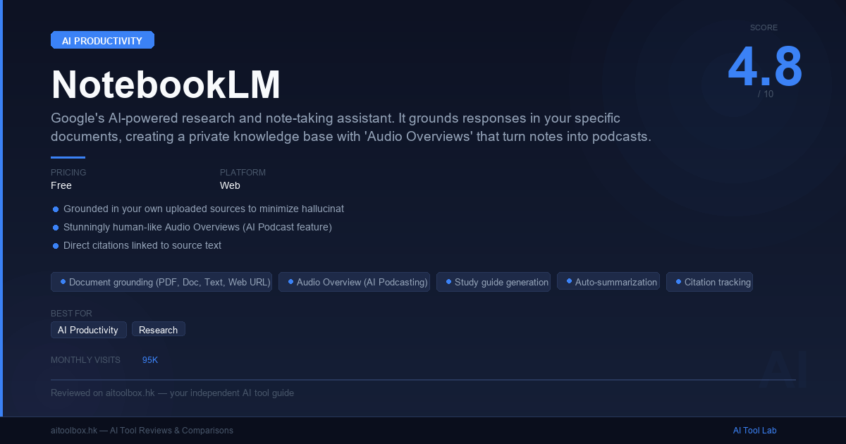 NotebookLM Review 2026: Features, Pricing & Alternatives - AI Tool Lab