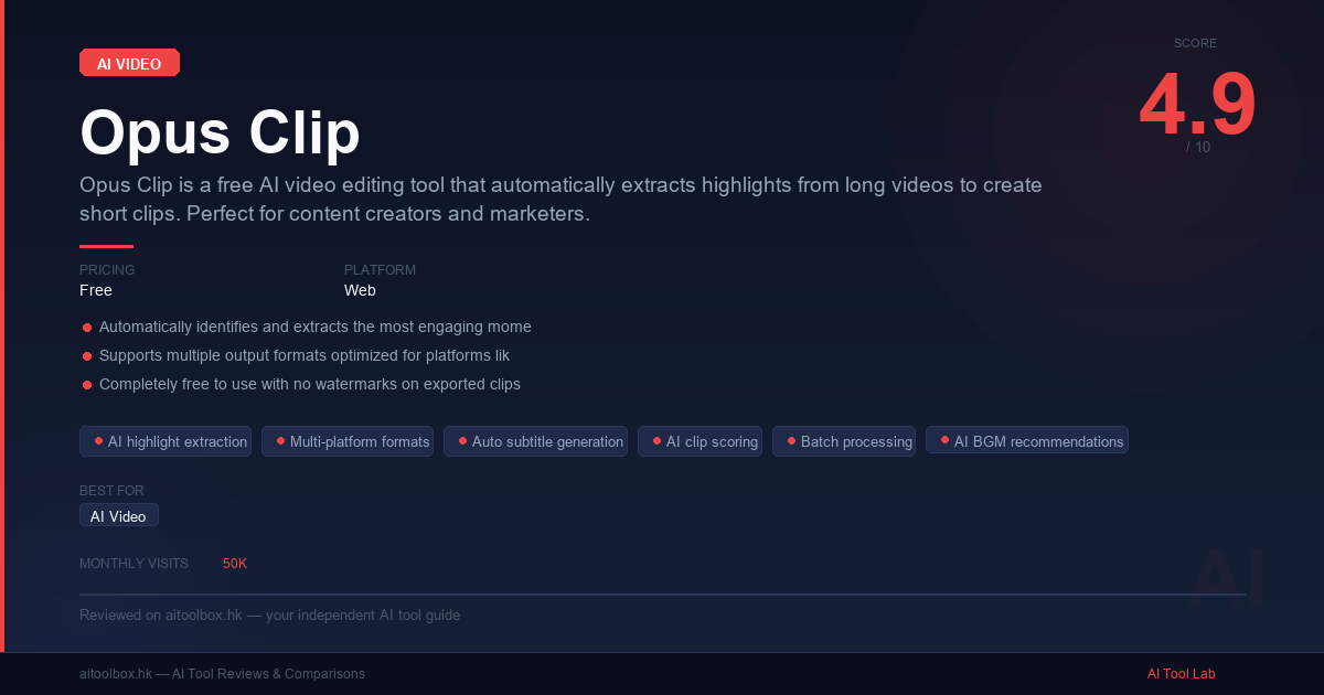 Opus Clip Review 2026: Features, Pricing & Alternatives - AI Tool Lab